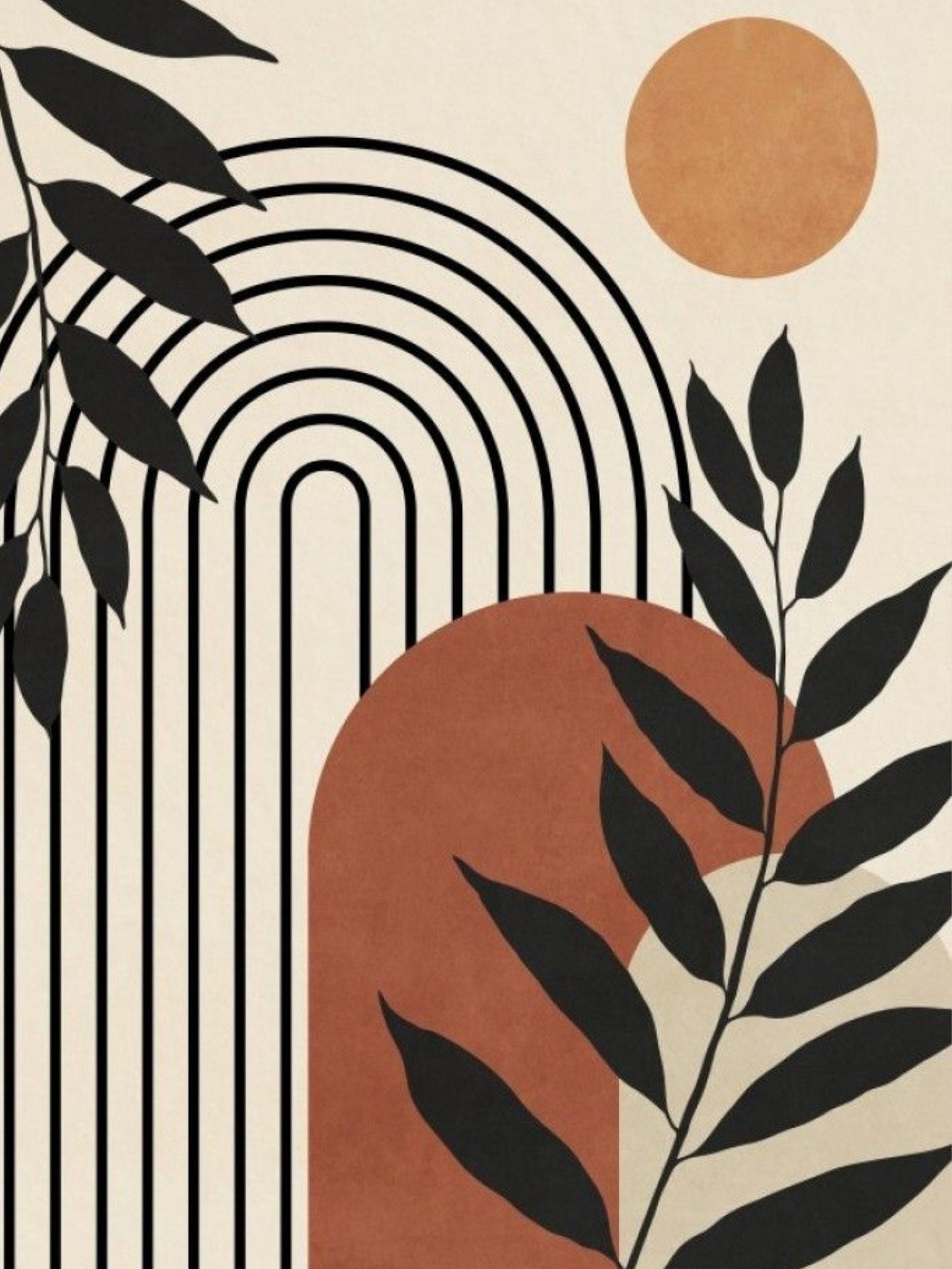 Printable Boho Gallery Wall Art Set, Digital Prints, Mid Century Modern ...