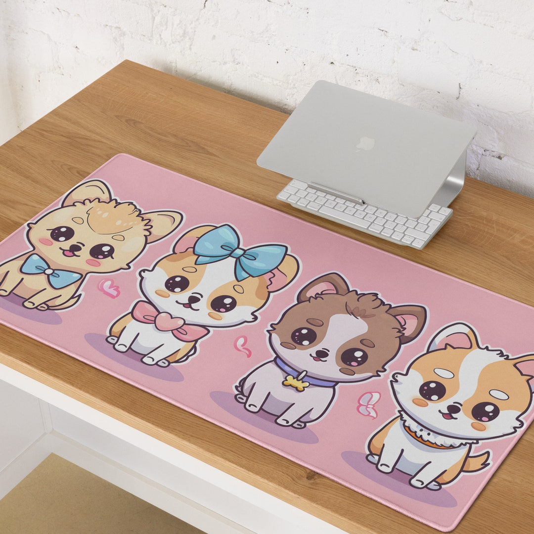 Cute Kawaii Desk Mat, Kawaii Dogs Keyboard Mat, Gaming Mouse Pad - Etsy