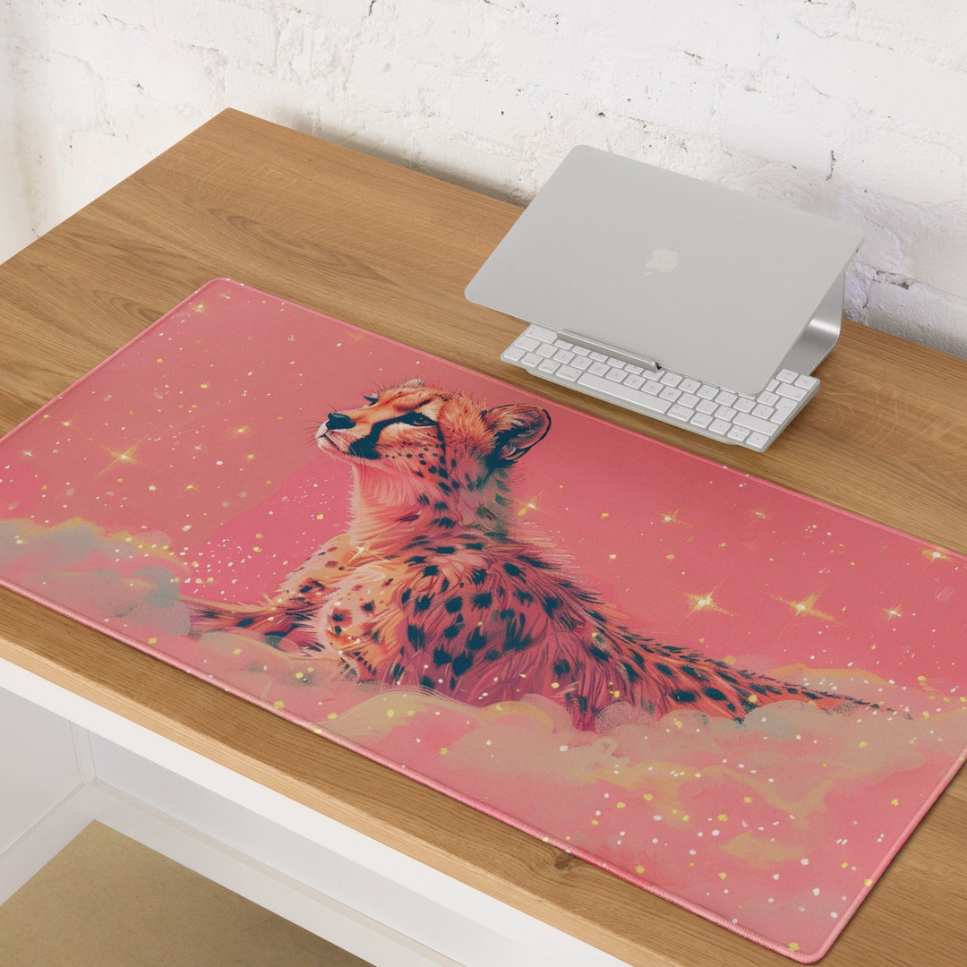 Cheetah Desk Mat, Cute Desk Mat, Keyboard Mat, Gaming Mouse Pad - Etsy