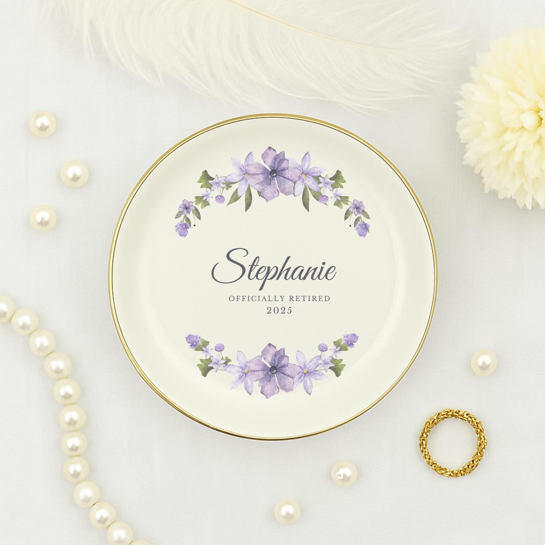Personalized Retirement Gift Plate – Custom Floral Keepsake for Women ...