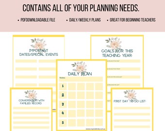 5 Subject Digital Planner Digital Download Digital Calendar Teacher Day ...