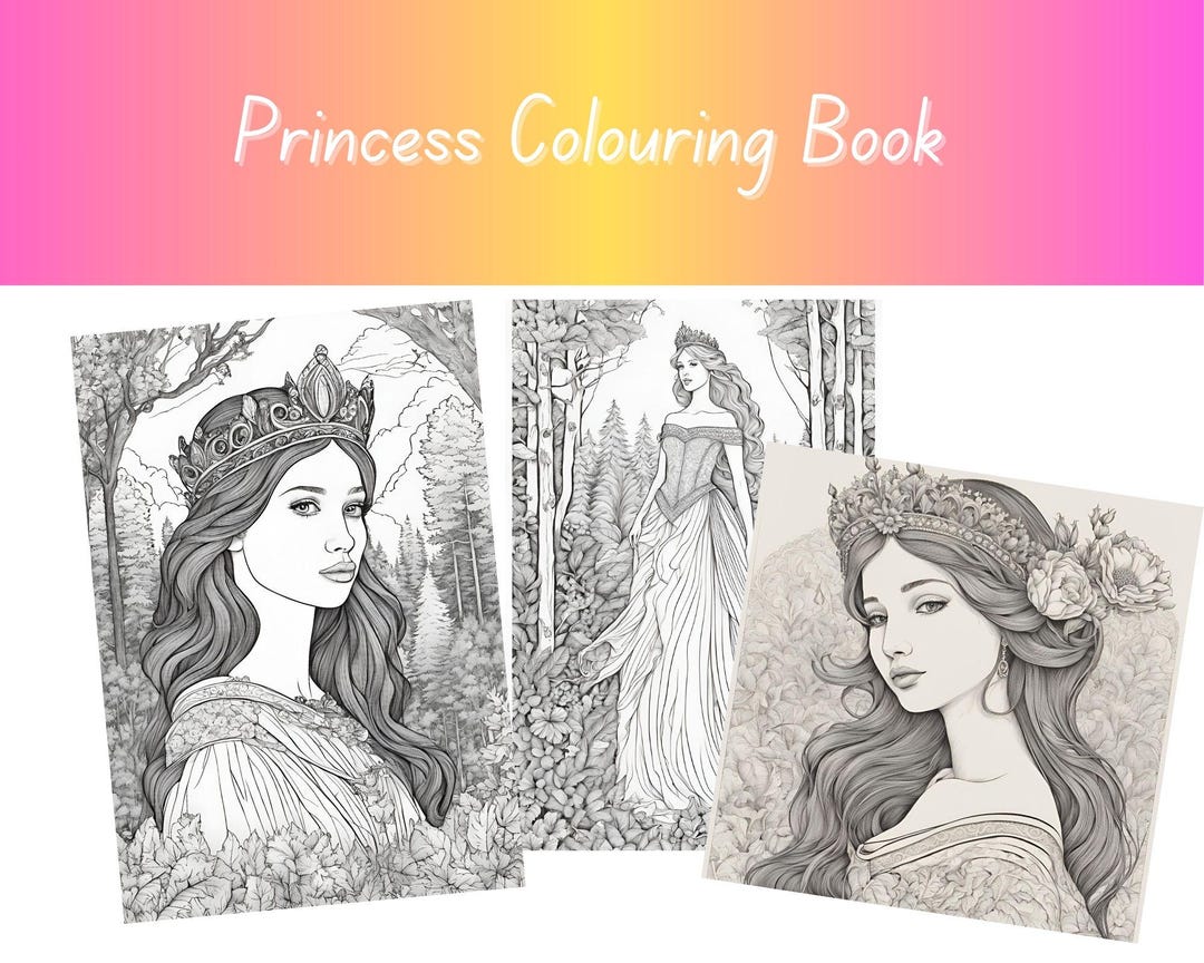 Princess Colouring Book - Etsy