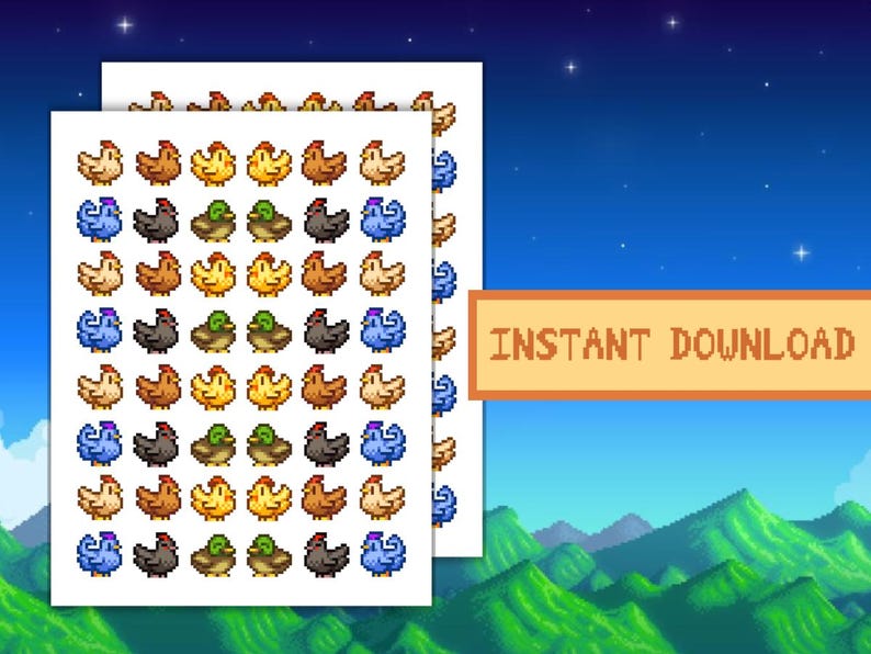 Stardew Valley Original Chickens Sticker Sheet Download Print Design ...
