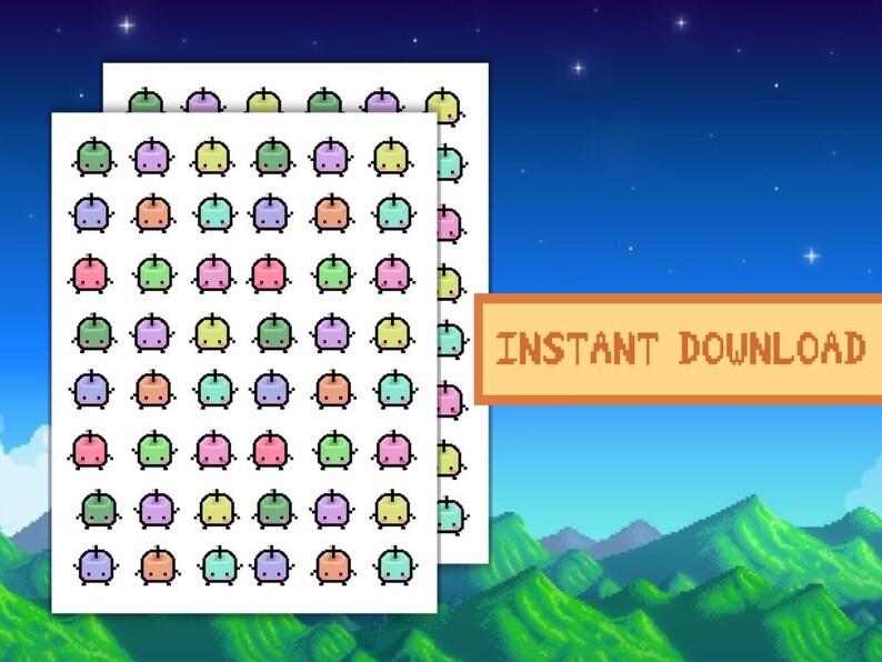 Hoja de calcomanías de hadas del bosque de Junimos en colores pastel de Stardew Valley Descargar ...