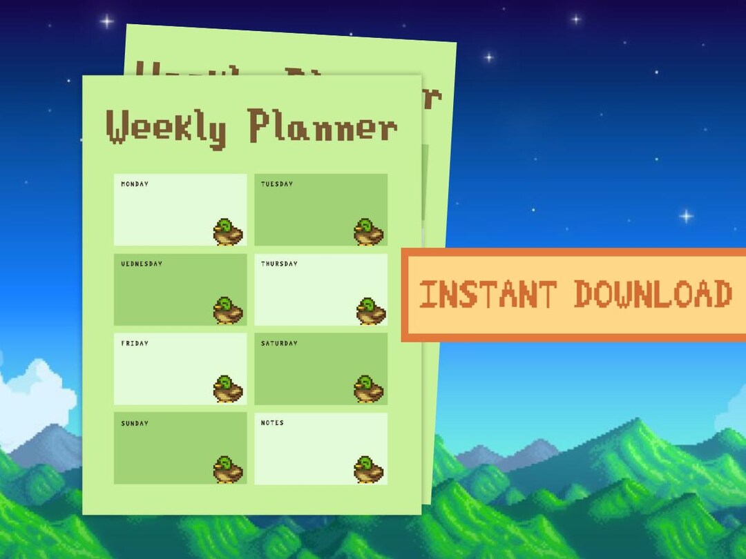 Stardew Valley Weekly Planner Ducks to Do List Download Print Design ...