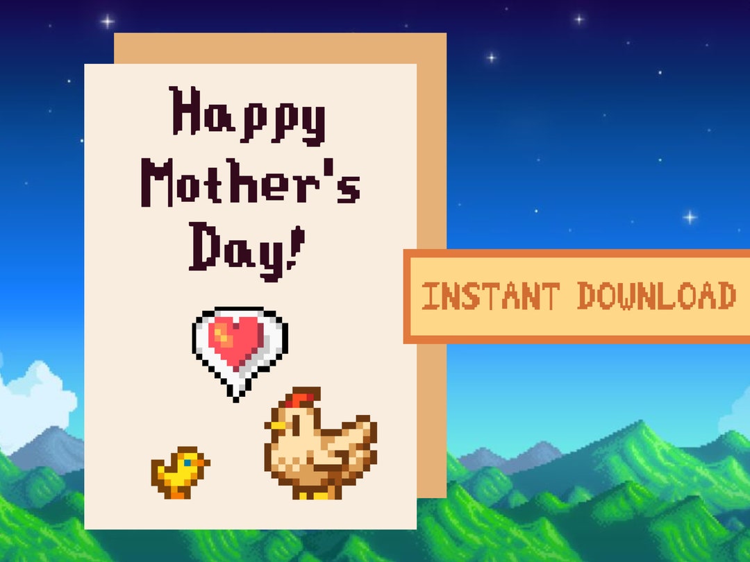 Stardew Valley Mother's Day Card, Chickens, Mom, Gift, Card, Love ...