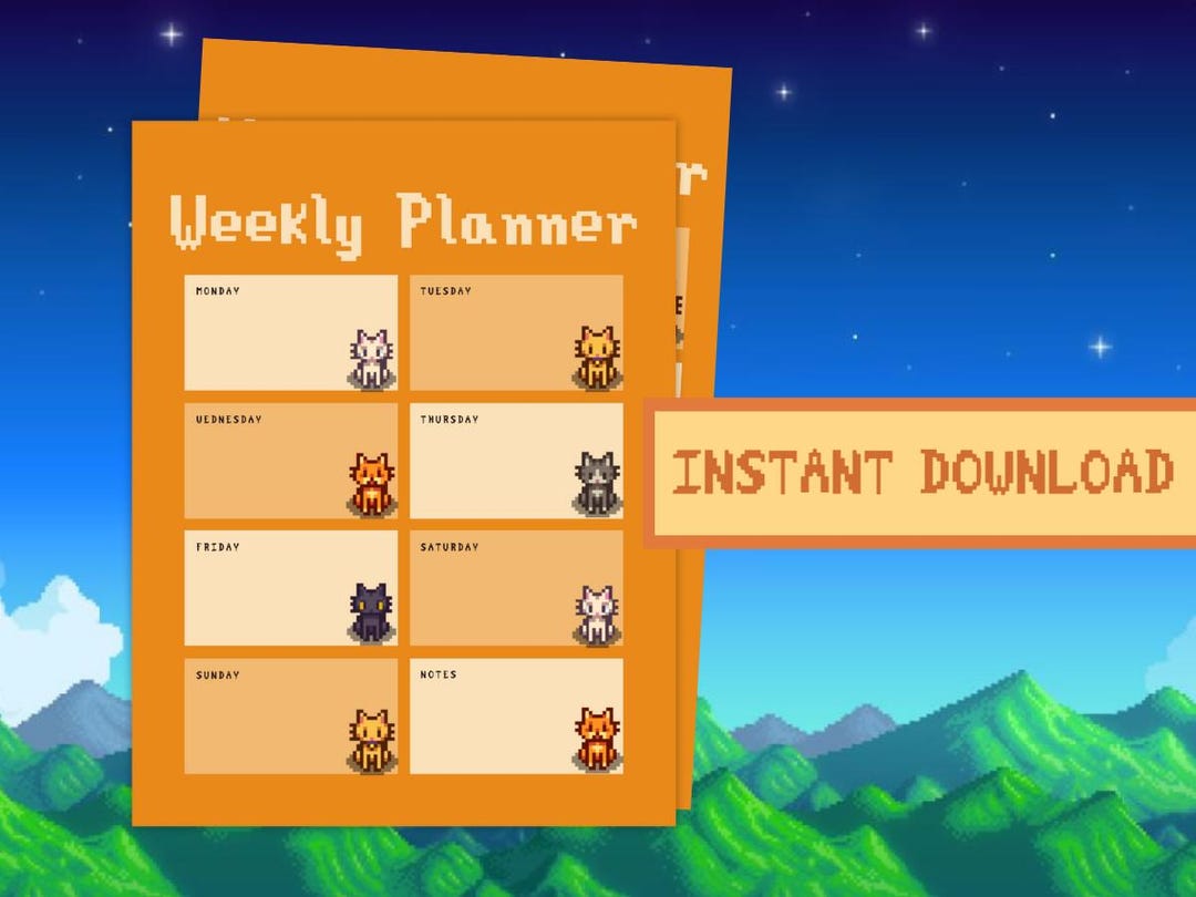 Stardew Valley Weekly Planner to Do List Download Print Design Pixel ...
