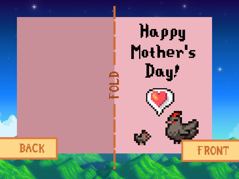 Stardew Valley Mother's Day Card, Void Chickens, Mom, Gift, Card, Love ...