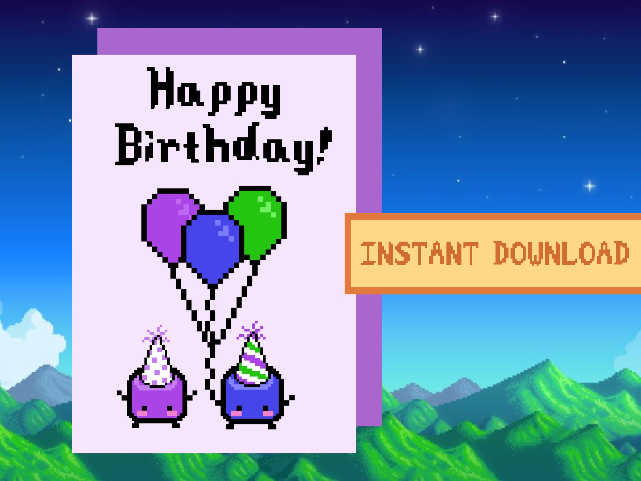 Stardew Valley Junimo Birthday Card, Digital Download, Printable, SDV ...