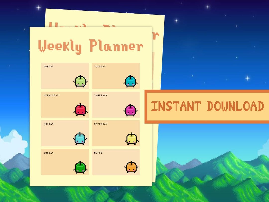 Stardew Valley Weekly Planner to Do List Download Print Design Pixel ...