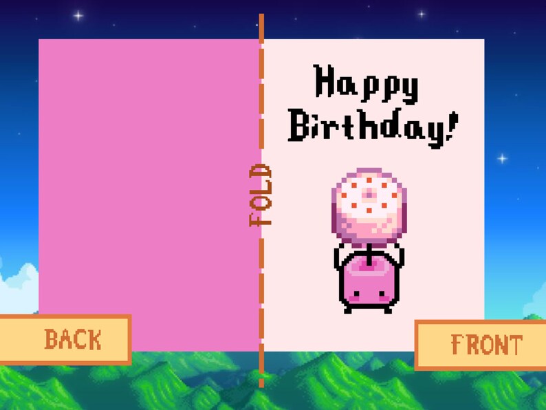 Stardew Valley Pink Cake Birthday Card, Digital Download, Printable ...