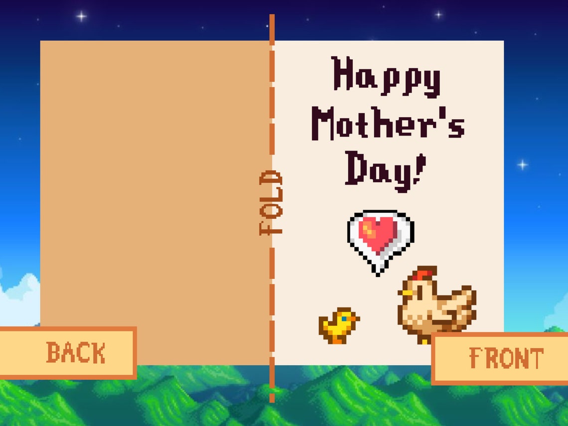 Stardew Valley Mother's Day Card, Chickens, Mom, Gift, Card, Love ...