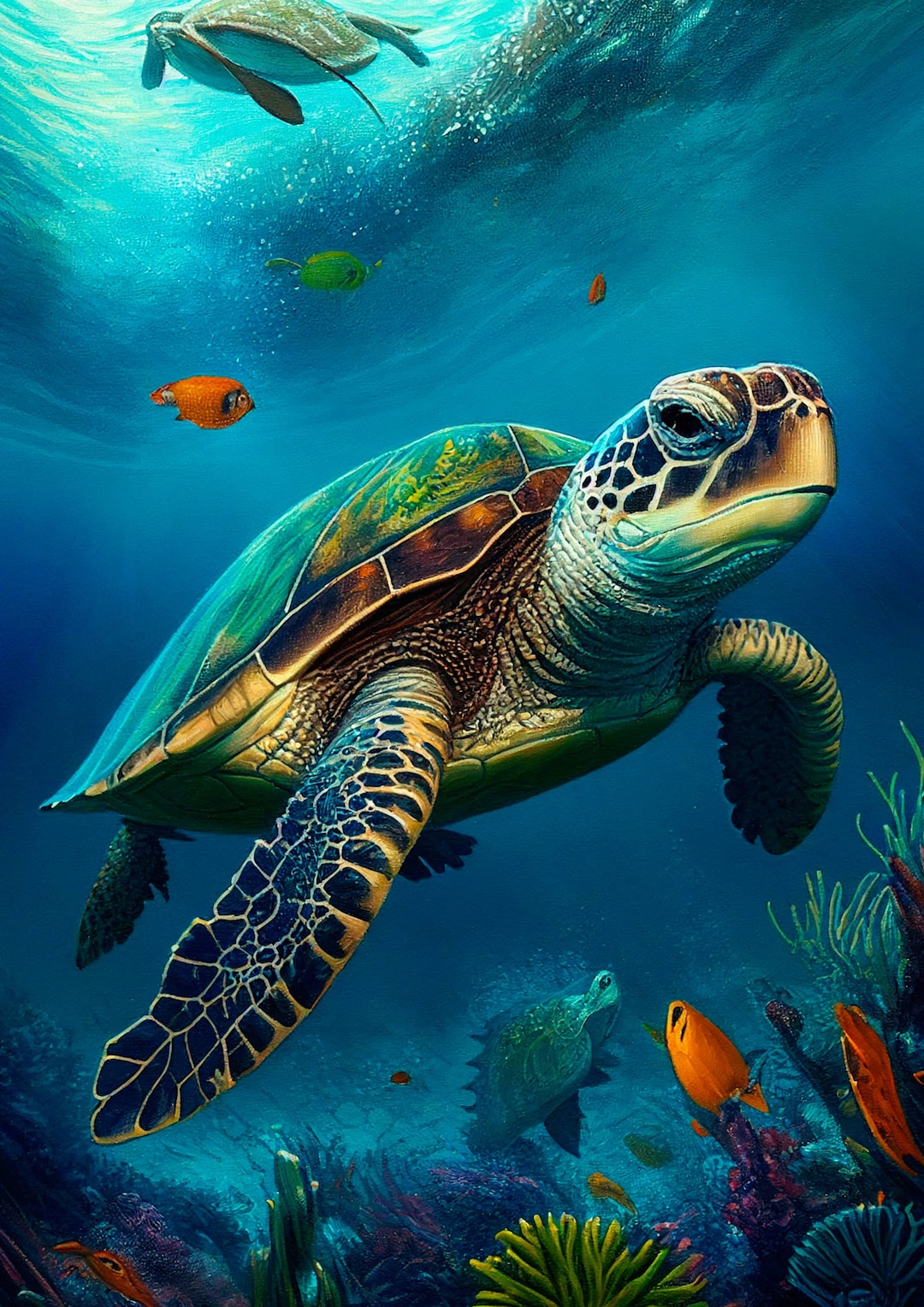 Sea Turtle Print Printable Wall Art Animal Art Print Animal - Etsy