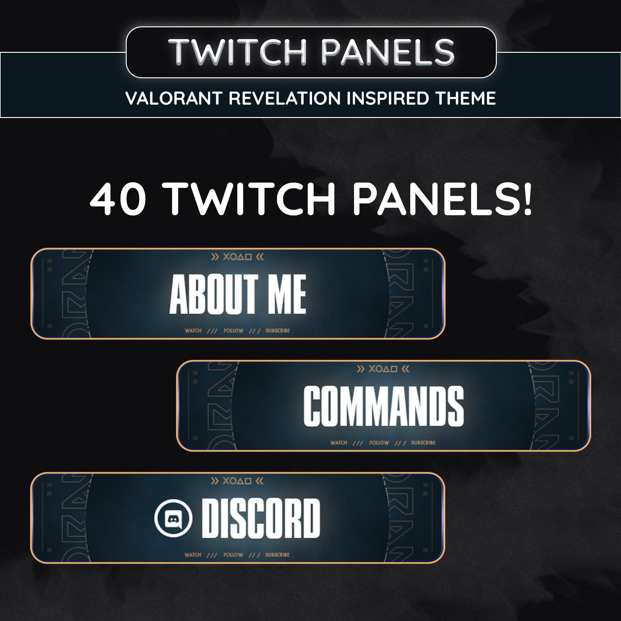 Twitch Panels - Valorant Revelation Inspired Theme - Gaming, Dark ...