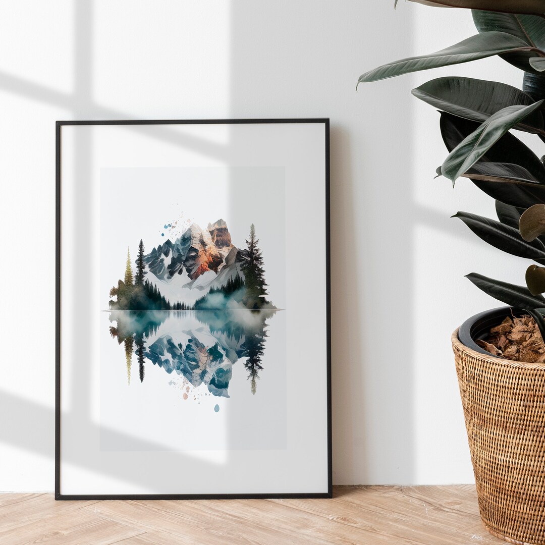 Banff Watercolour Double Exposure Print - Etsy