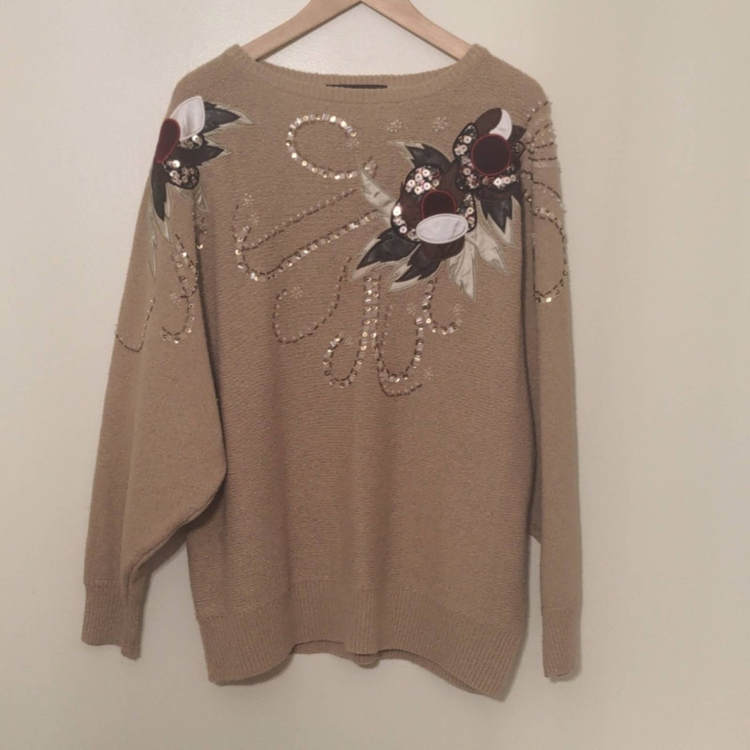Vintage Maurada Silk Angora Blend Sequin Embroidered Sweater - Etsy