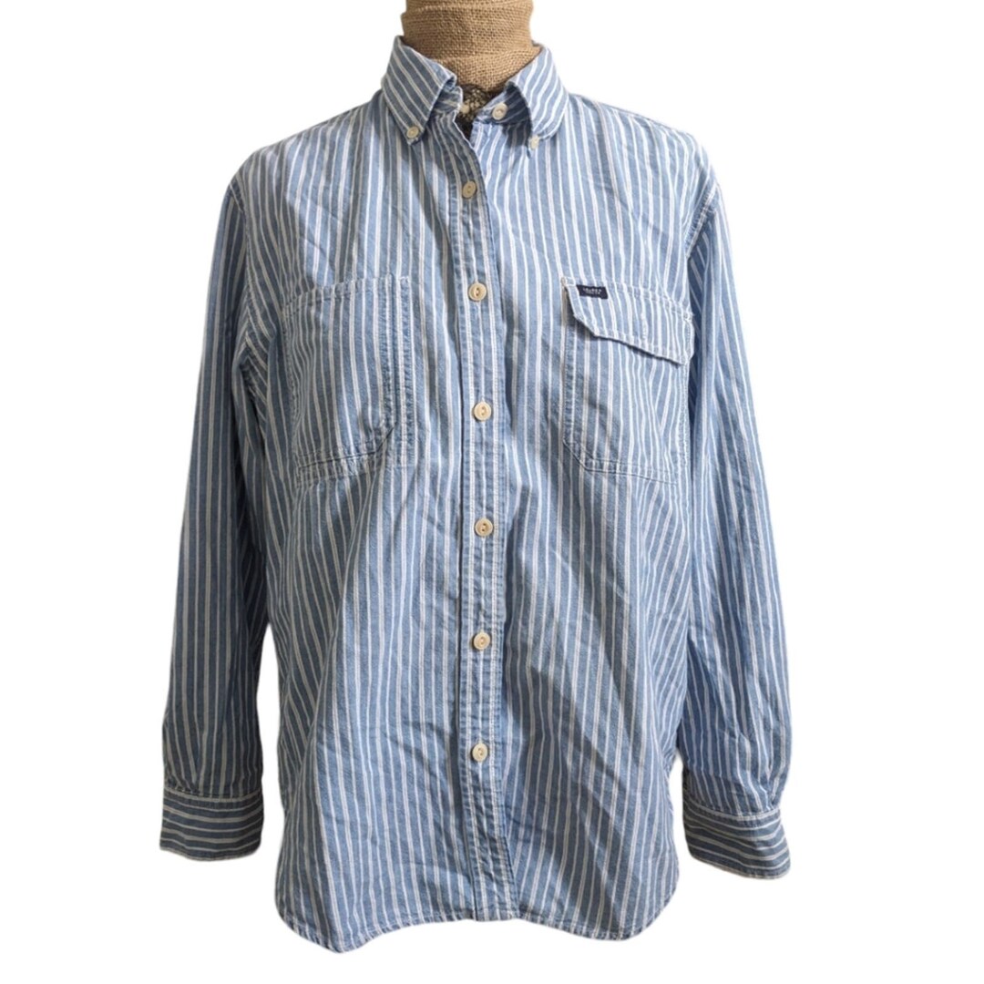 Ralph Lauren Jeans Co. Button Down Shirt Denim Blue Striped Grandpa ...