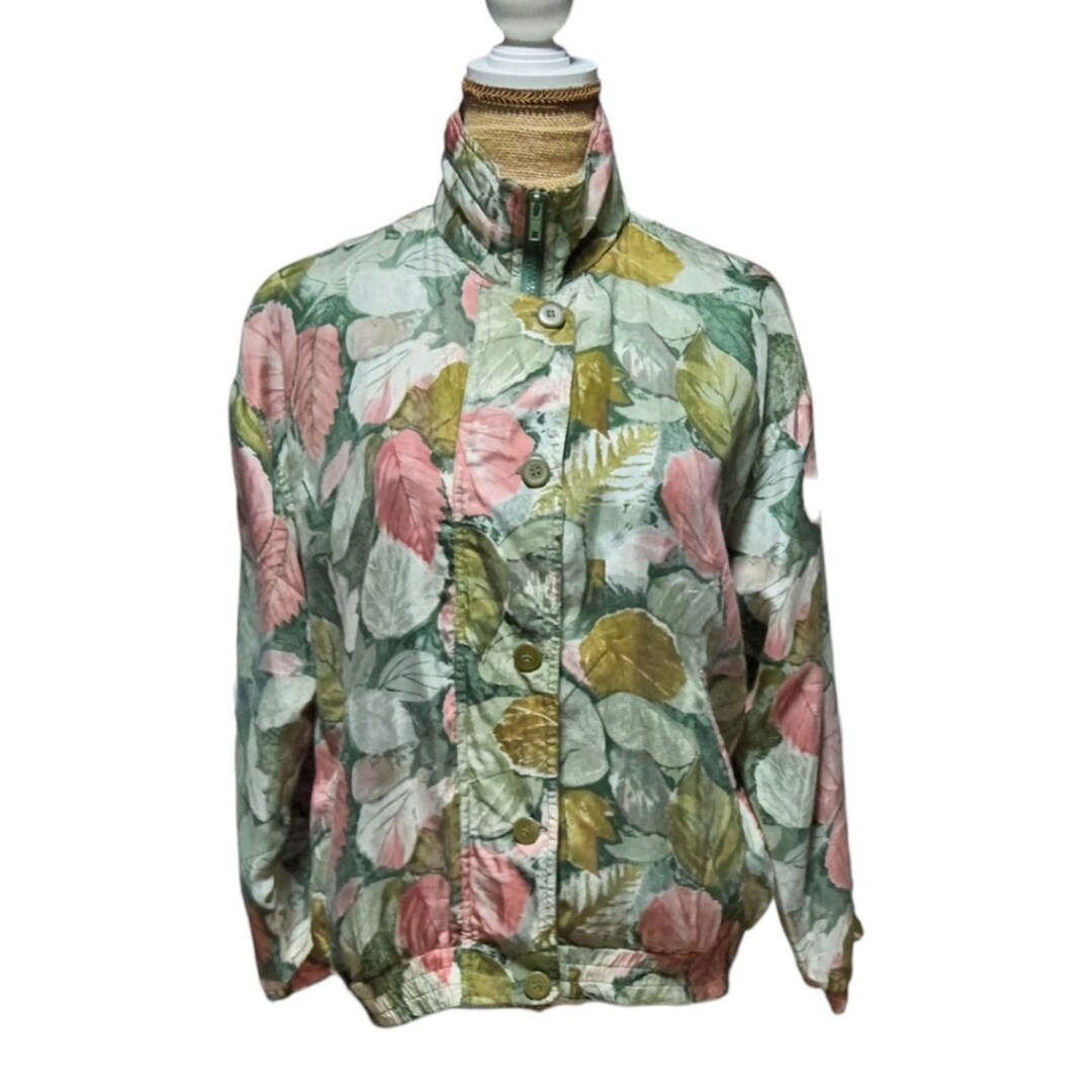 Women's Silk Floral Windbreaker 90 Grandma Jacket Grannycore Hipster ...