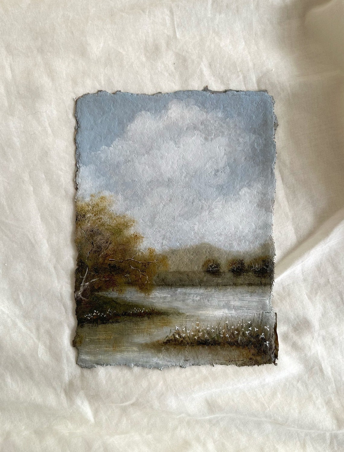 Oil Painting Autumn Blurry Landscape, Autumn, Subtle Lake Landscape ...
