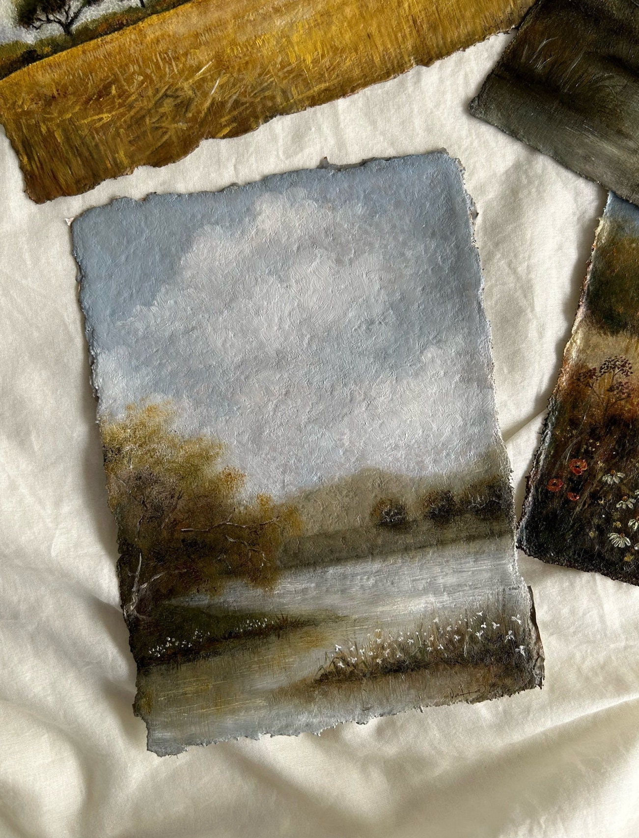 Oil Painting Autumn Blurry Landscape, Autumn, Subtle Lake Landscape ...