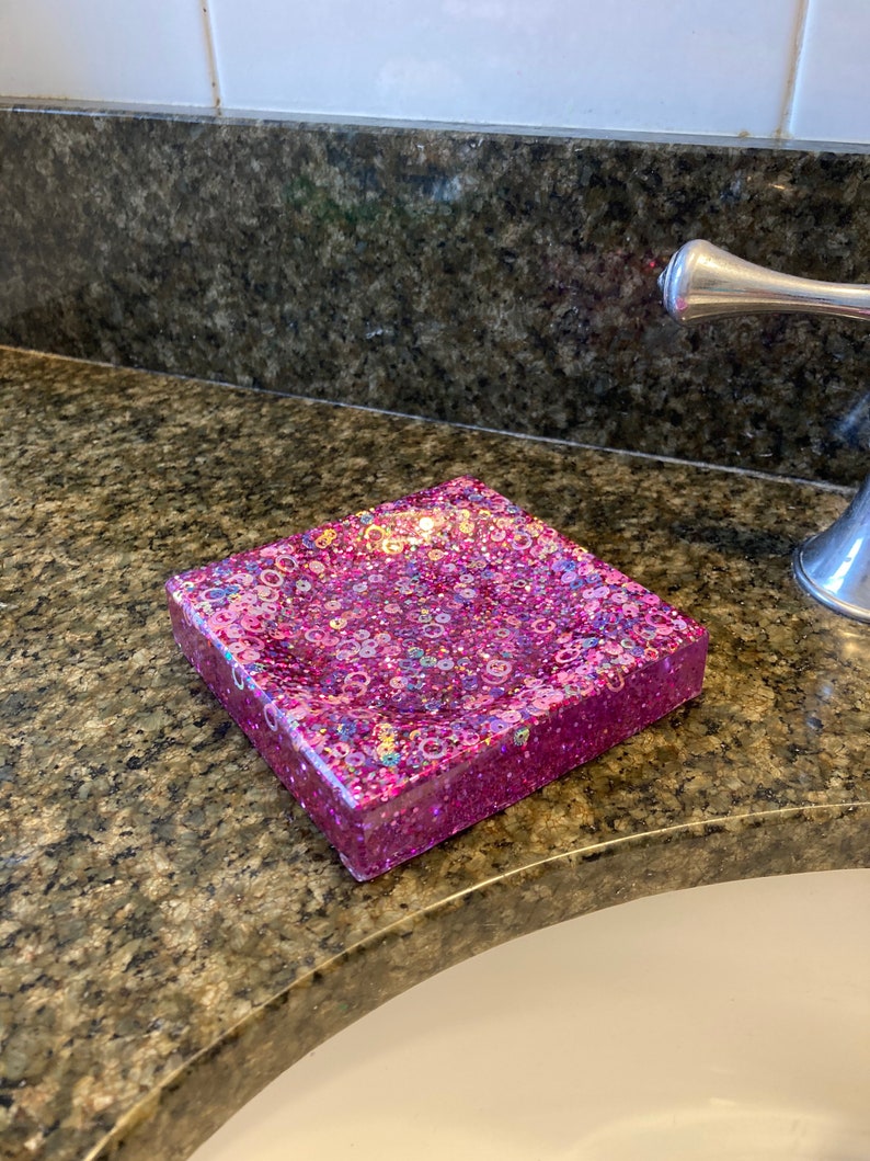 Pink Sparkly Square Resin Soap Dish - Etsy