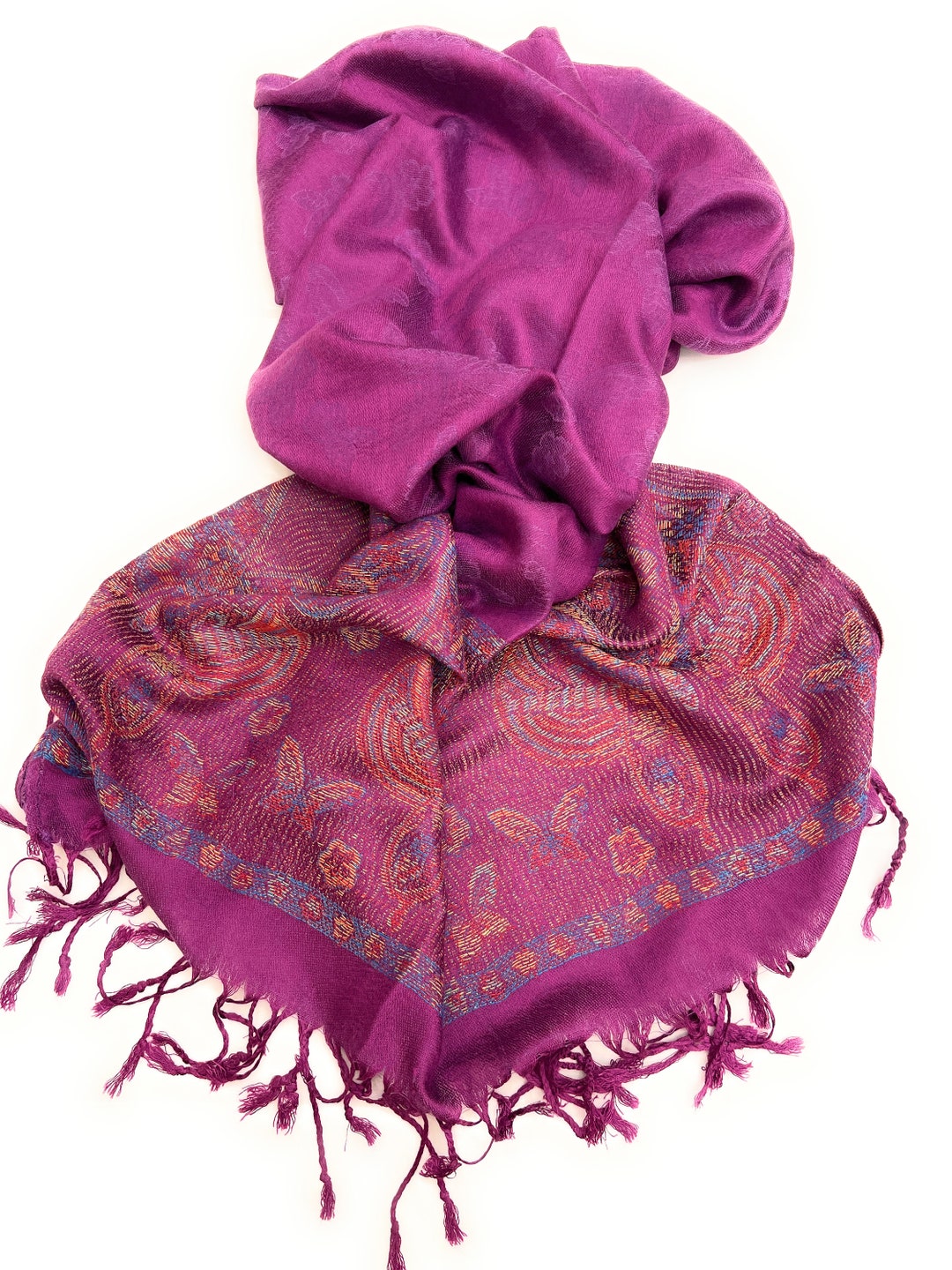 Purple Butterfly Pashmina Shawl: Boho Vintage Style Scarf - Etsy