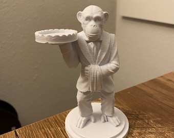 3D Printed Monkey Butler Statue Monkey Butler Ring Holder Earring ...