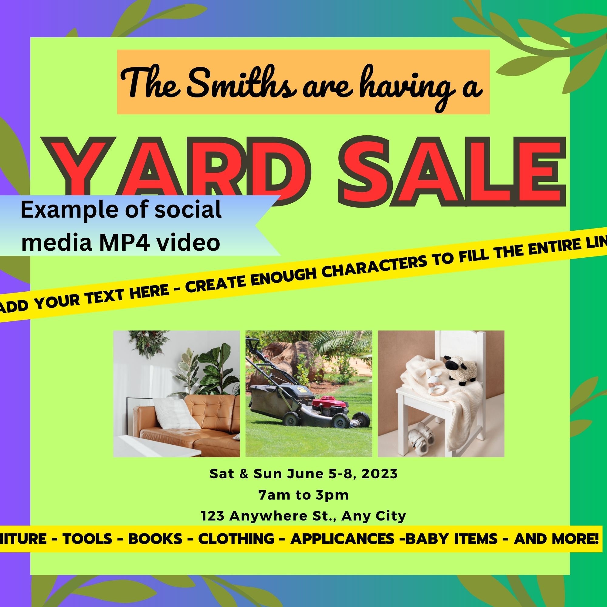 Editable and Printable Yard Sale Flyer and Social Media Template Bundle ...