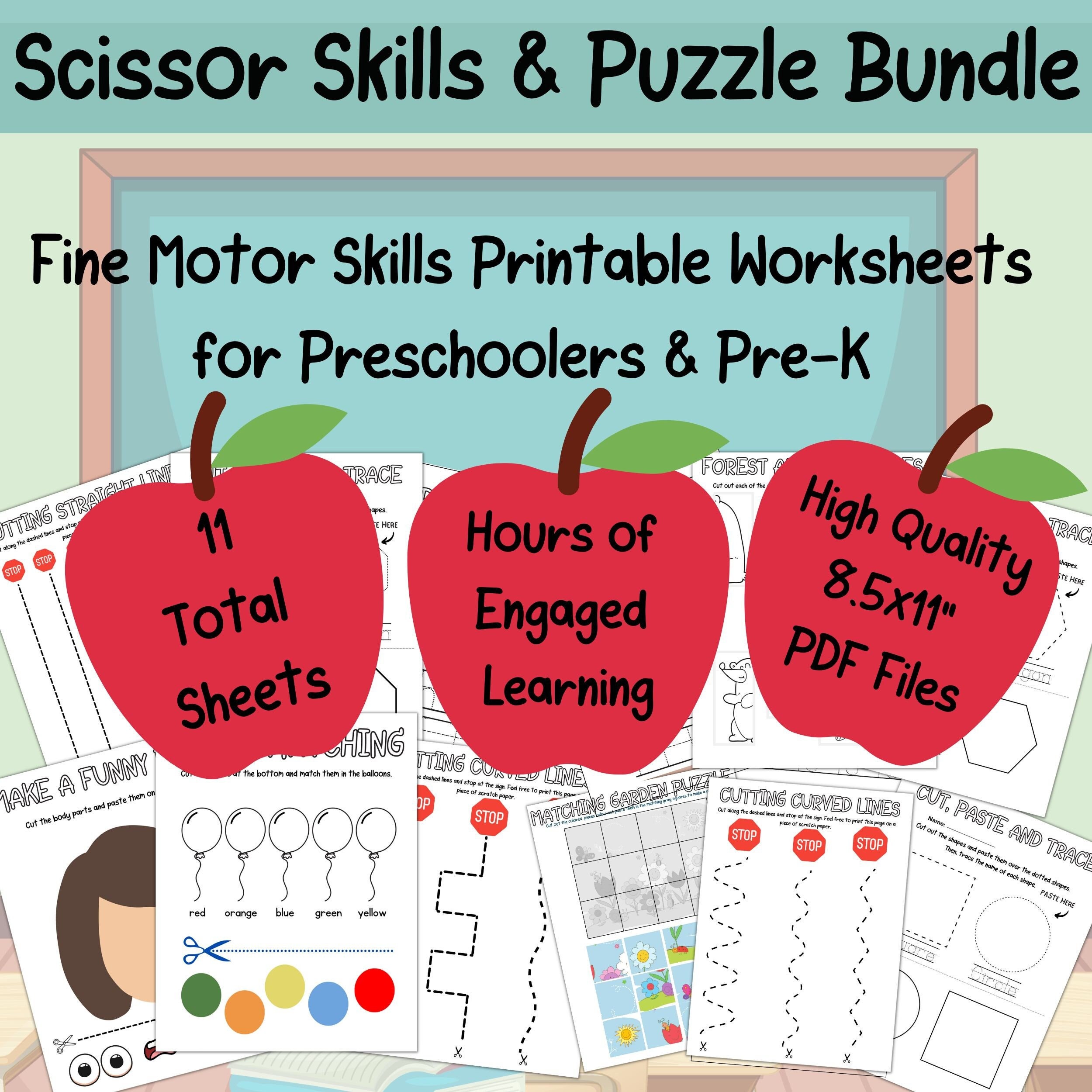 Scissor Skills Printable Worksheets Bundle for Toddlers and ...