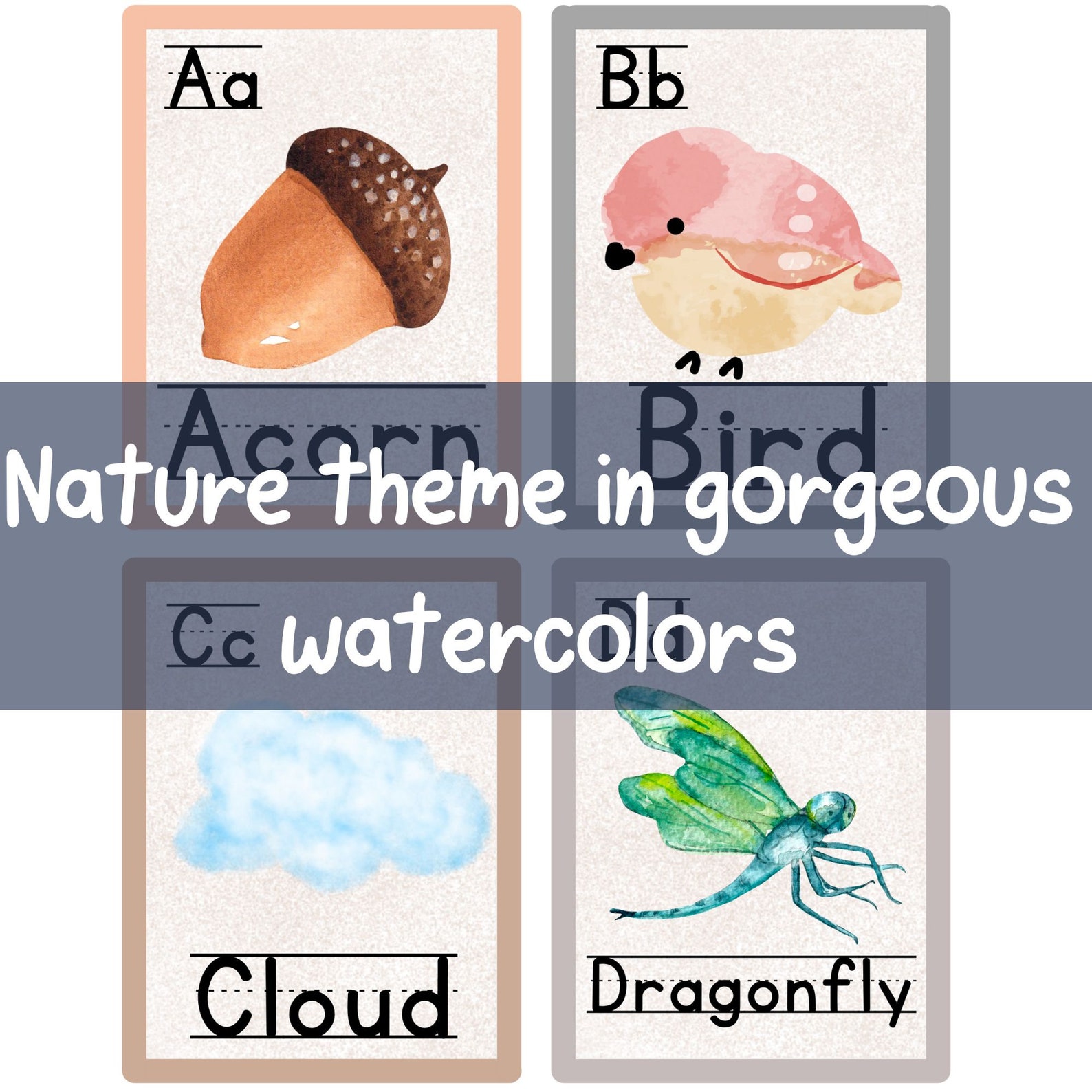 Printable ABC Flash Cards, Alphabet Classroom Decor, Toddlers Preschool ...