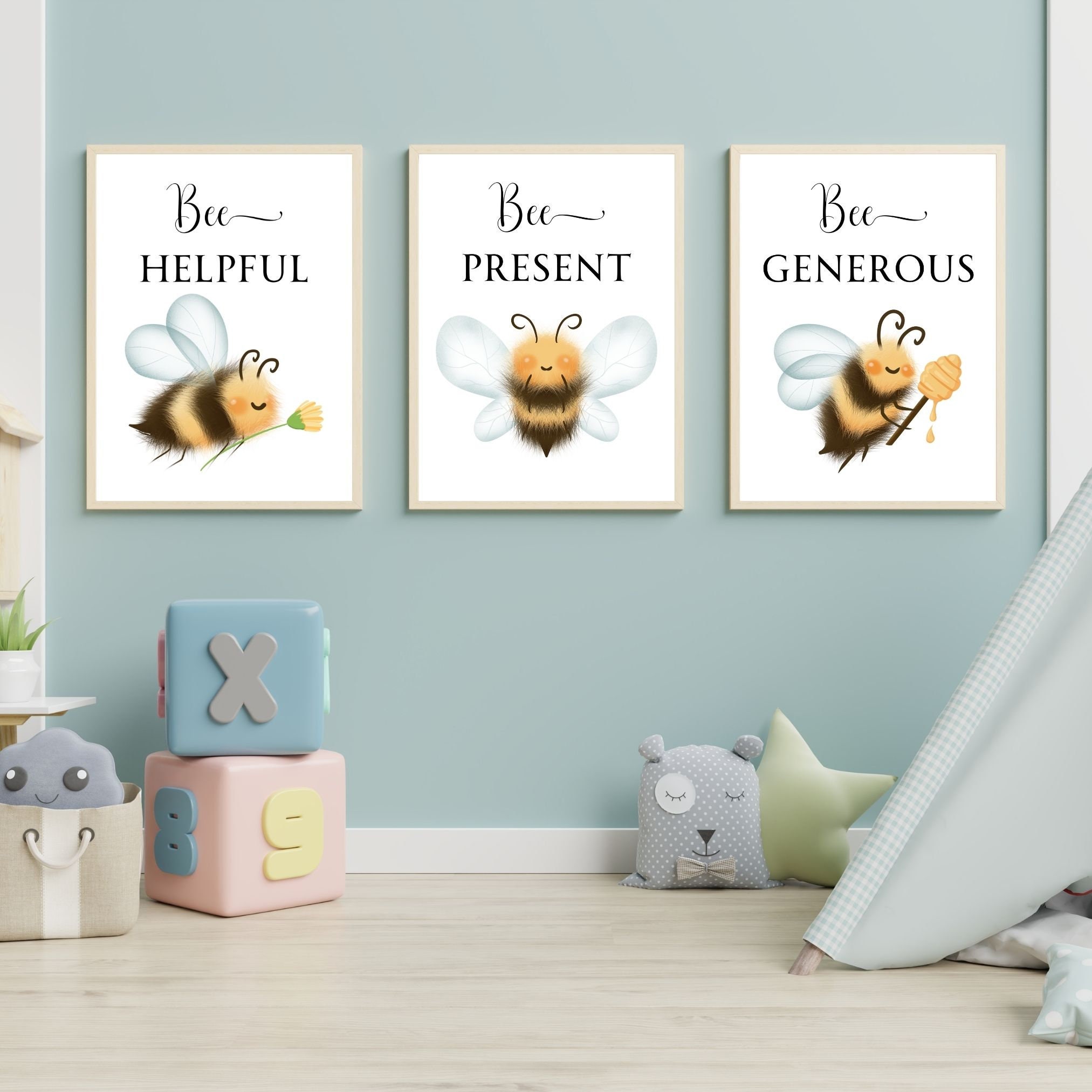 Set of 3 Inspirational Bumble Bee Prints for Nursery, Bedroom or ...