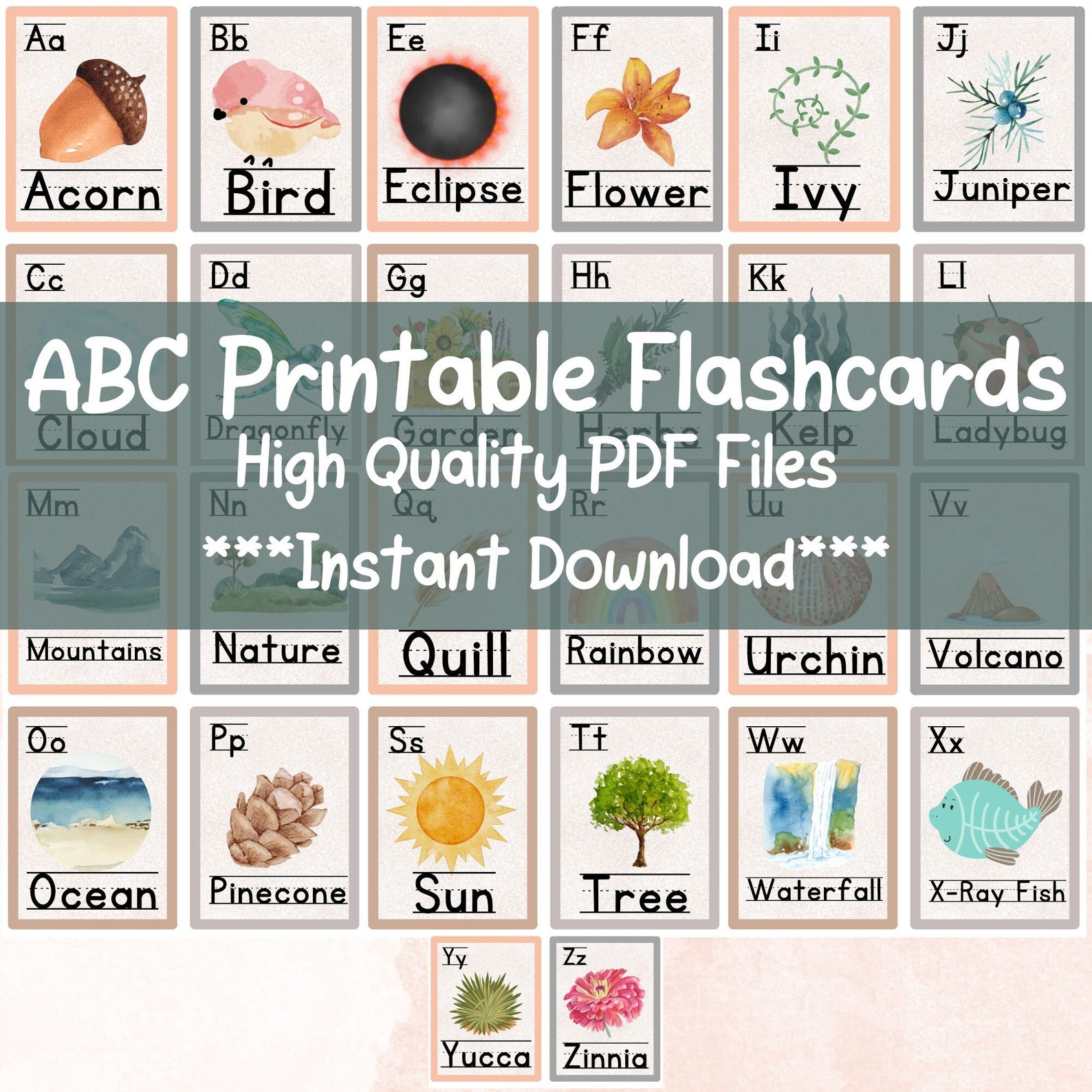 Printable ABC Flash Cards, Alphabet Classroom Decor, Toddlers Preschool ...