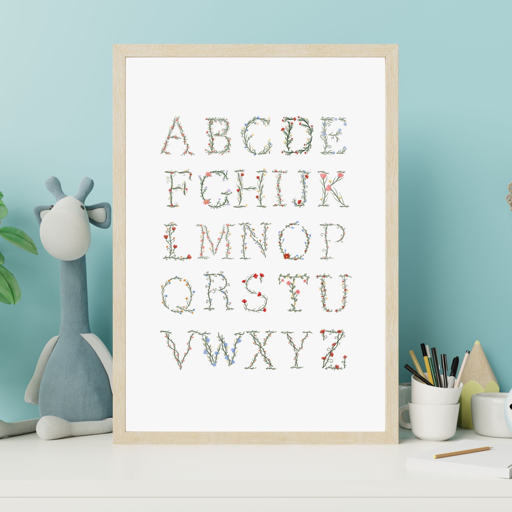 Floral Garden Alphabet Poster, ABC Watercolor Cottagecore Print ...
