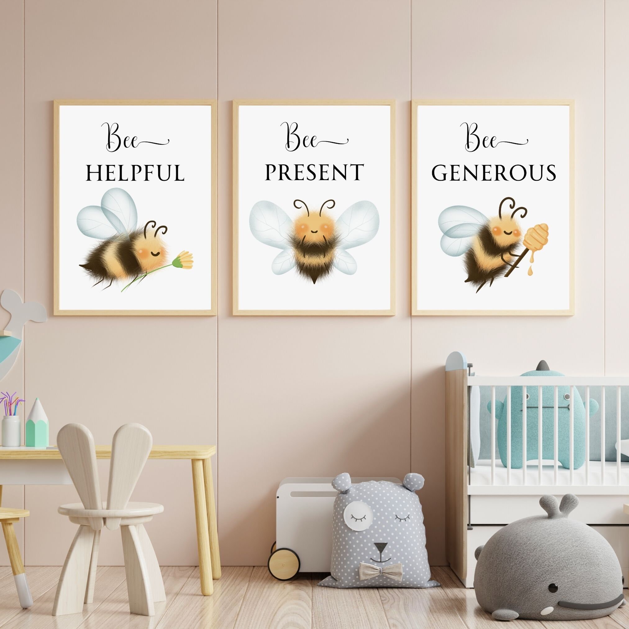 Set of 3 Inspirational Bumble Bee Prints for Nursery, Bedroom or ...