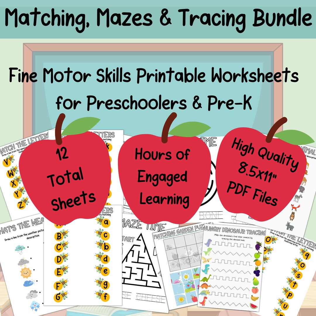 Fine Motor Skills Printable Worksheet Bundle for Preschool & Pre-k ...