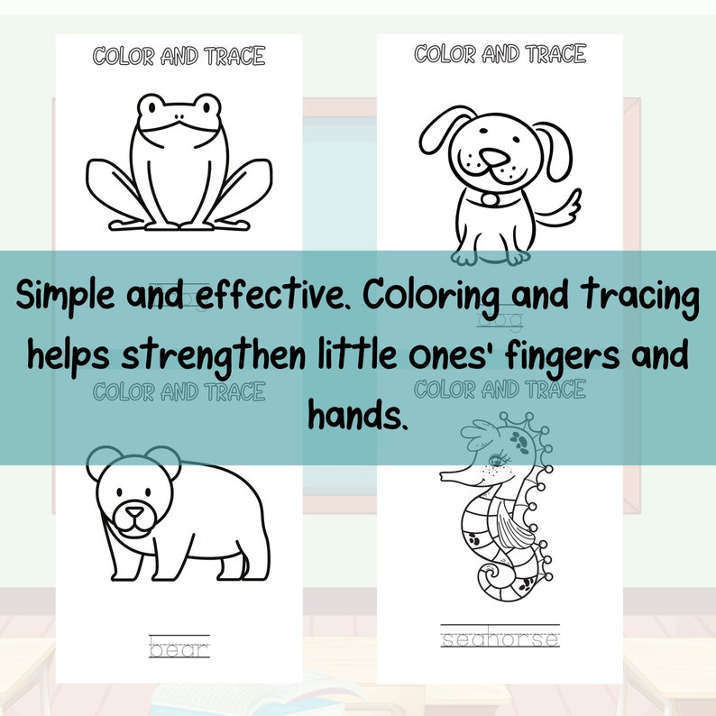 Fine Motor Skills Printable Coloring and Trace Worksheet Bundle for ...