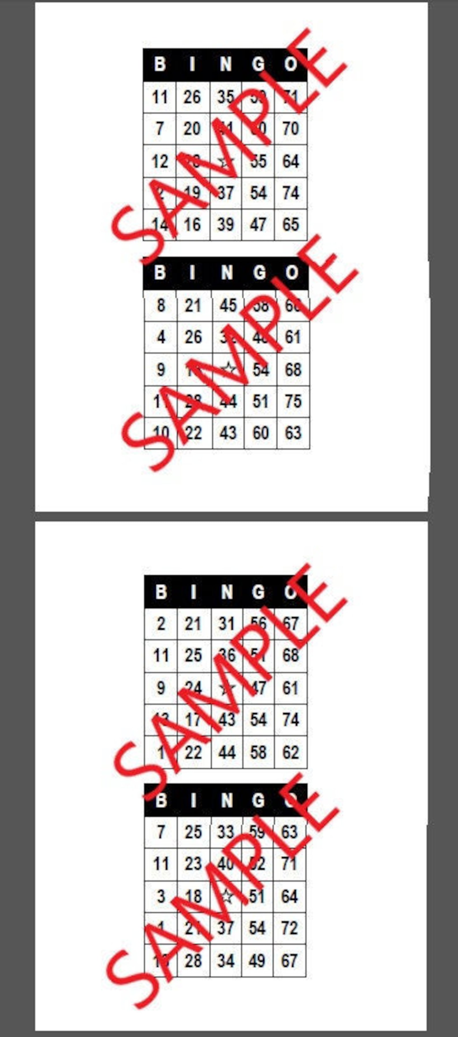 100 Bingo Cards - 2 per Page - Etsy