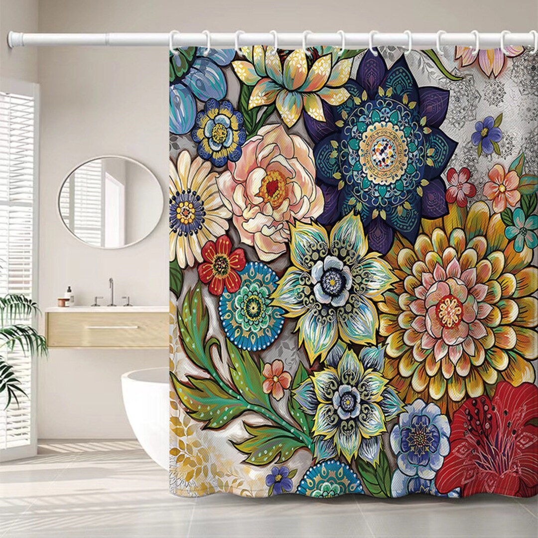 Flower of India Hand Drawn Shower Curtain Waterproof Custom - Etsy