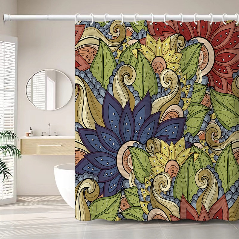 Flower of India Hand Drawn Shower Curtain Waterproof Custom - Etsy