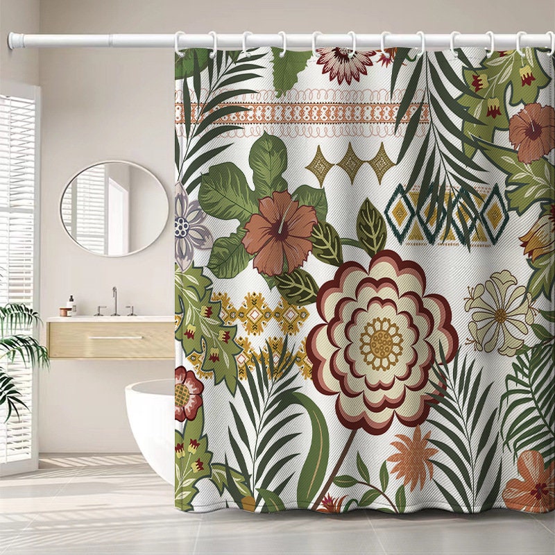 Flower of India Hand Drawn Shower Curtain Waterproof Custom - Etsy