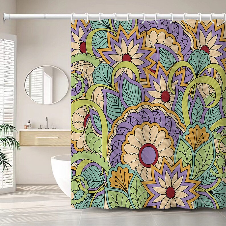 Flower of India Hand Drawn Shower Curtain Waterproof Custom - Etsy