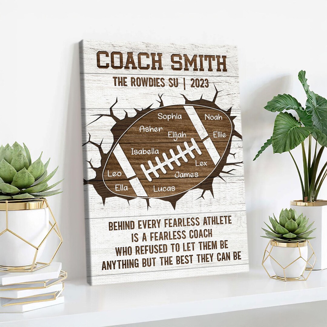 Personalized Football Sports Coach Gift Canvas Team Names, Custom Coach ...