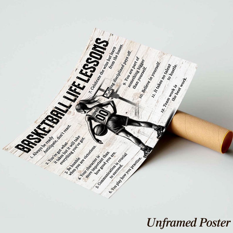 Basketball Life Lessons Personalized Canvas, Custom Basketball Poster ...