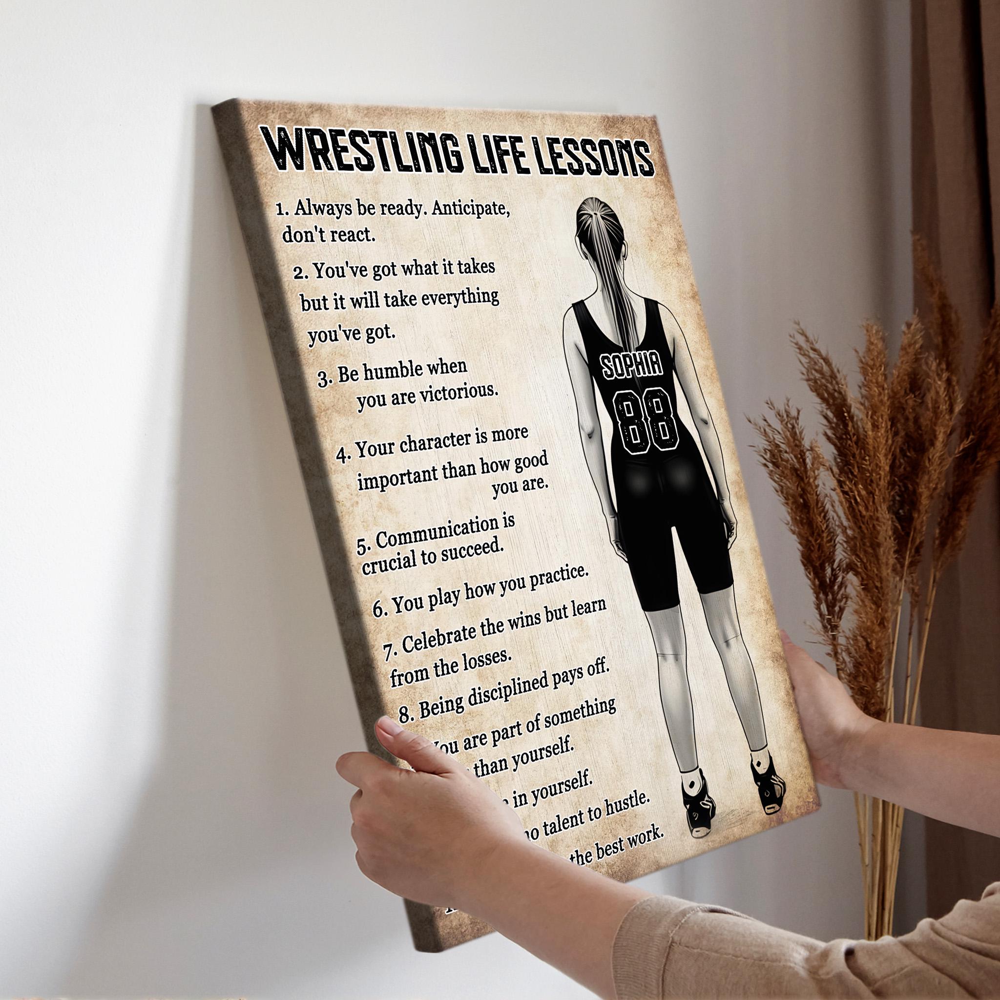 Personalized Wrestling Life Lessons Canvas for Girl, Women, Female ...