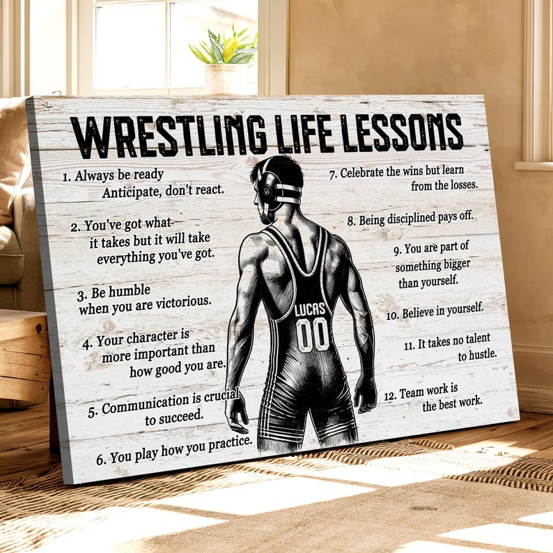 Wrestling Life Lessons Personalized Canvas, Custom Wrestling Poster ...