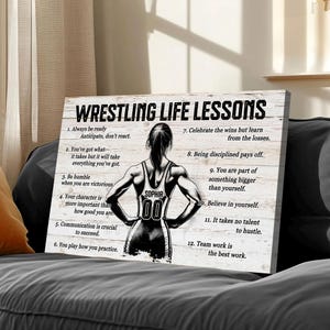 Wrestling Life Lessons Personalized Canvas, Custom Wrestling Poster ...