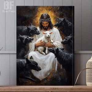 Picture Jesus Protecting Lamb From Wolves - Etsy