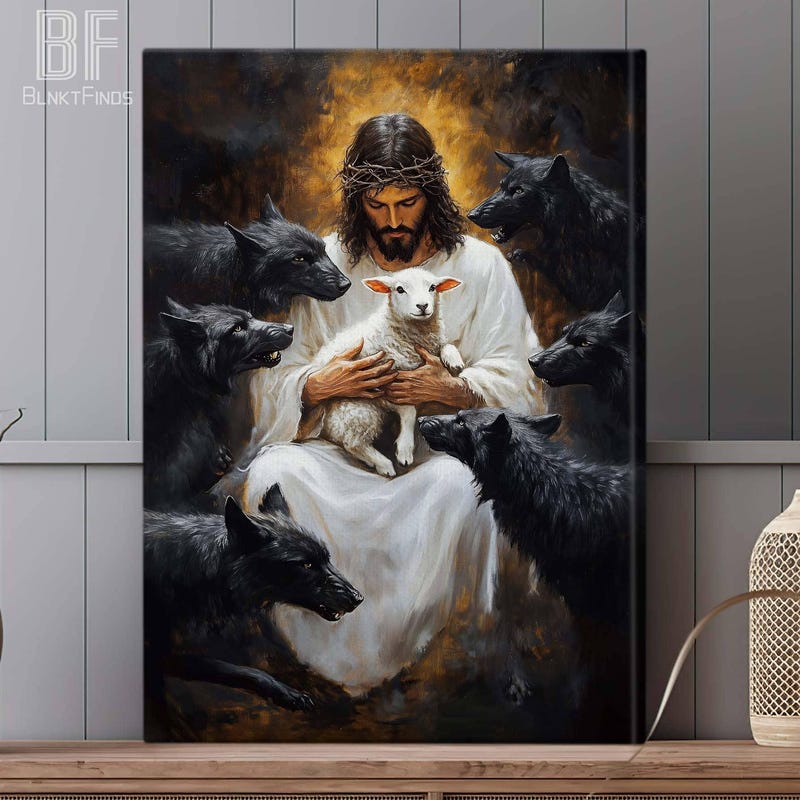 Jesus Wolf and Lamb Wall Art - Etsy