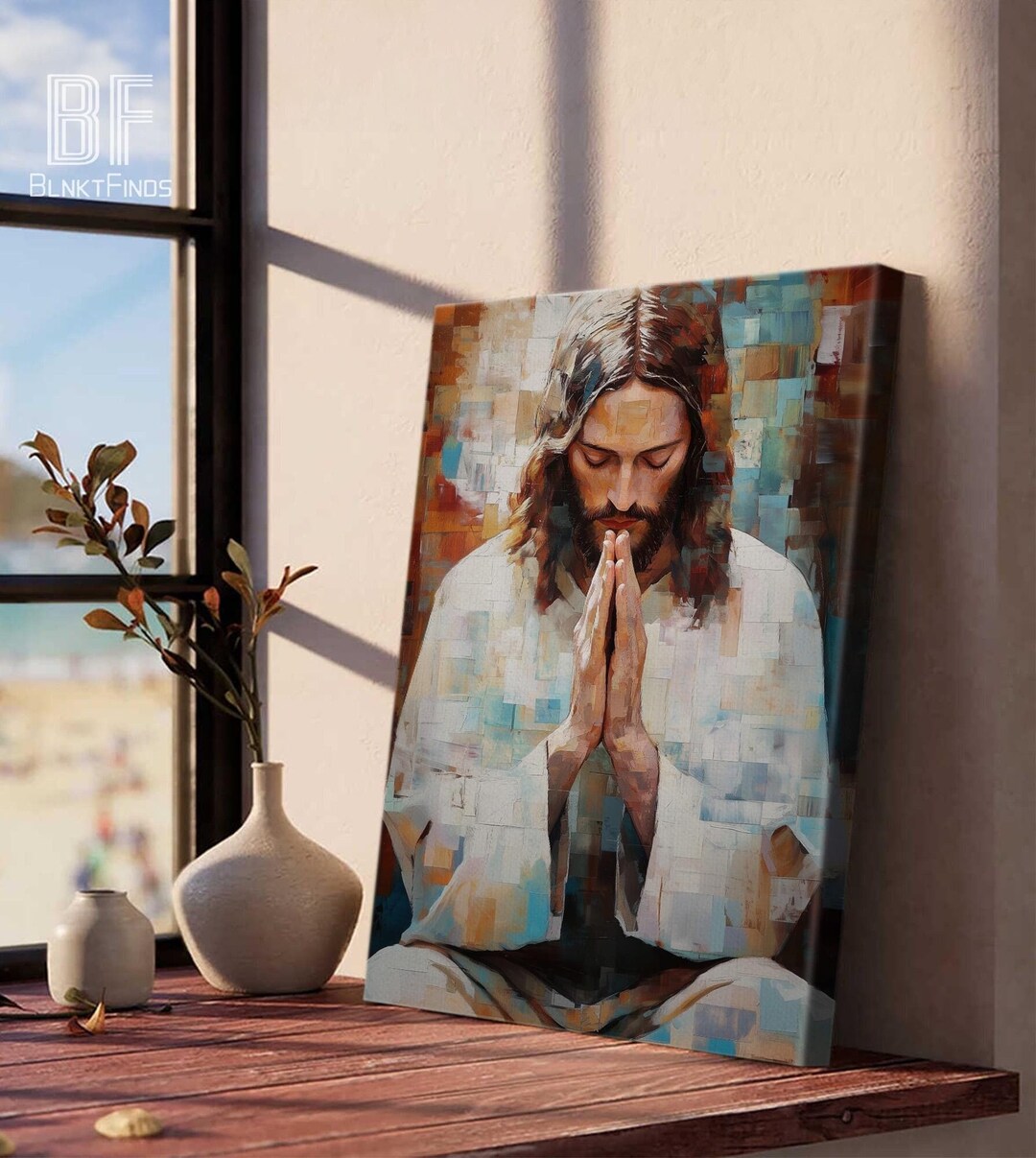 Prayer of Jesus Canvas, Faithful Reflection Art, Christian Spiritual ...