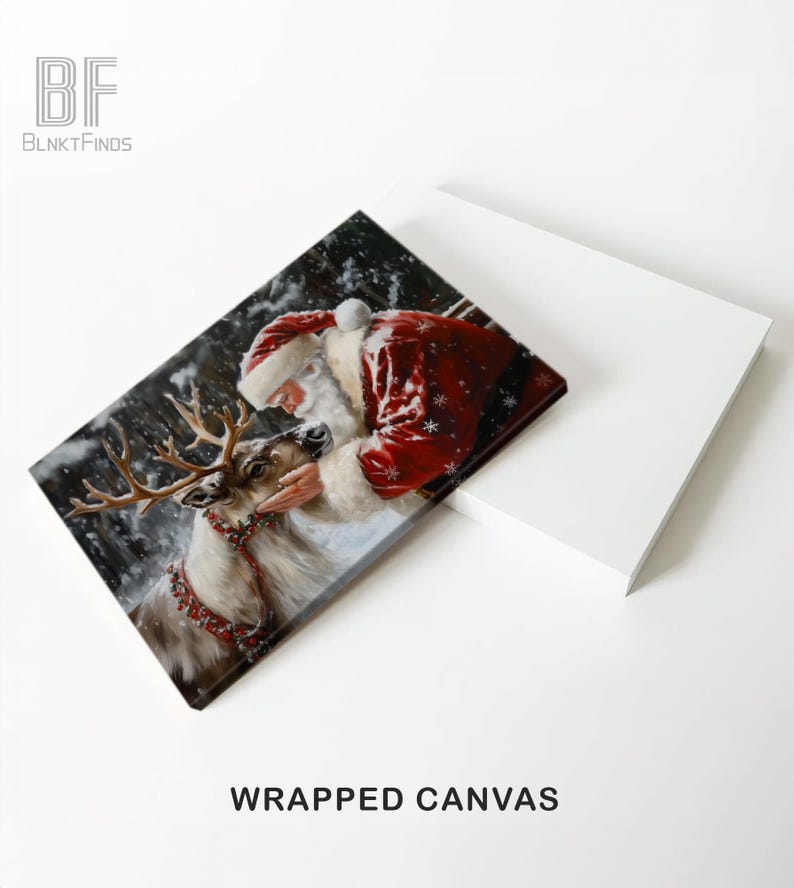 Christmas 2024 Canvas Art: Santa Claus With Reindeer, Festive Holiday ...